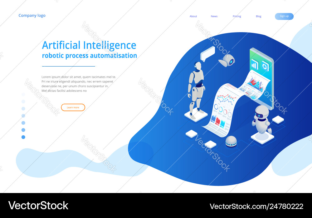 Isometric chat bot and online survey exam Vector Image