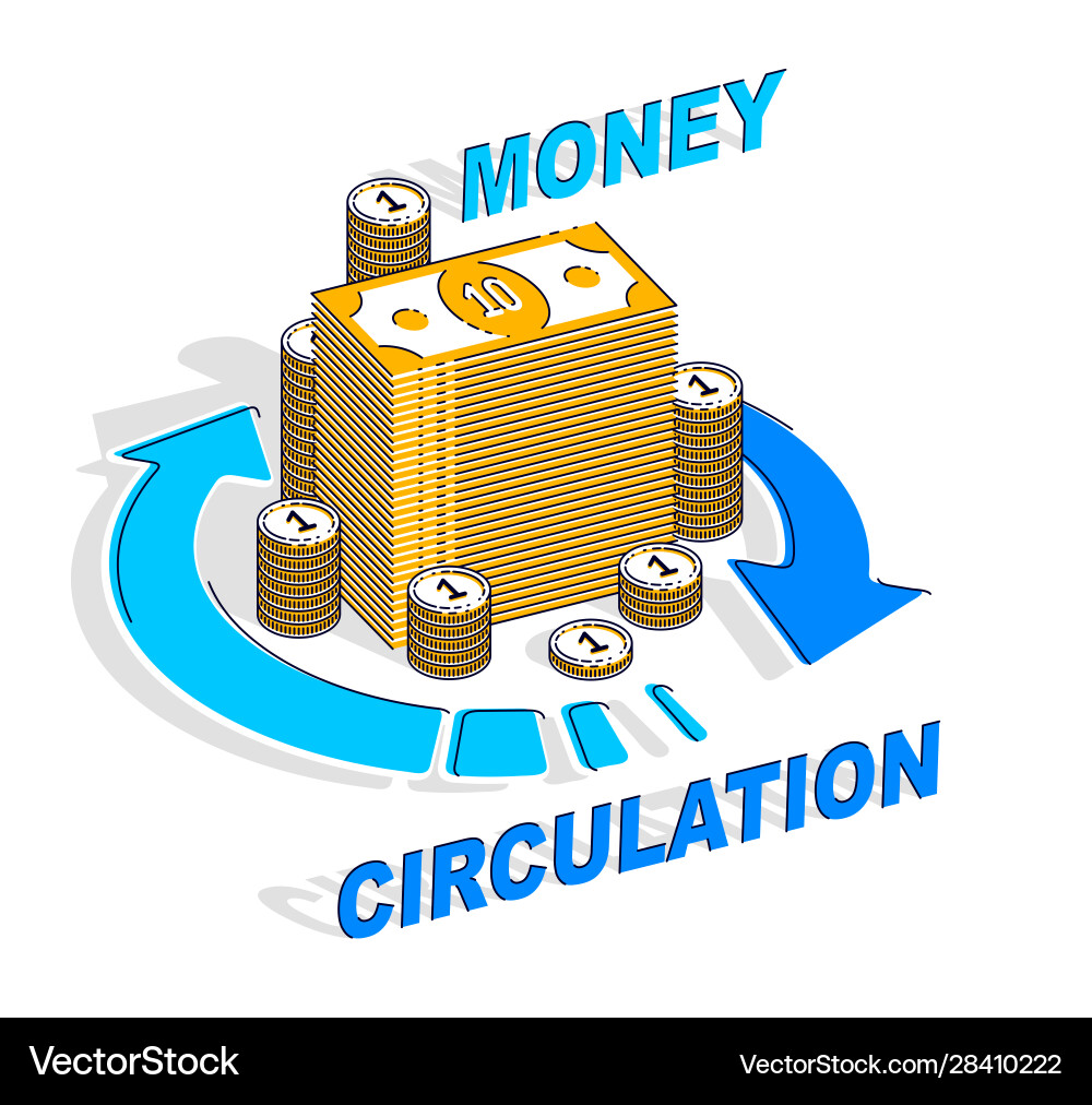 Money circulation concept cash stack Royalty Free Vector