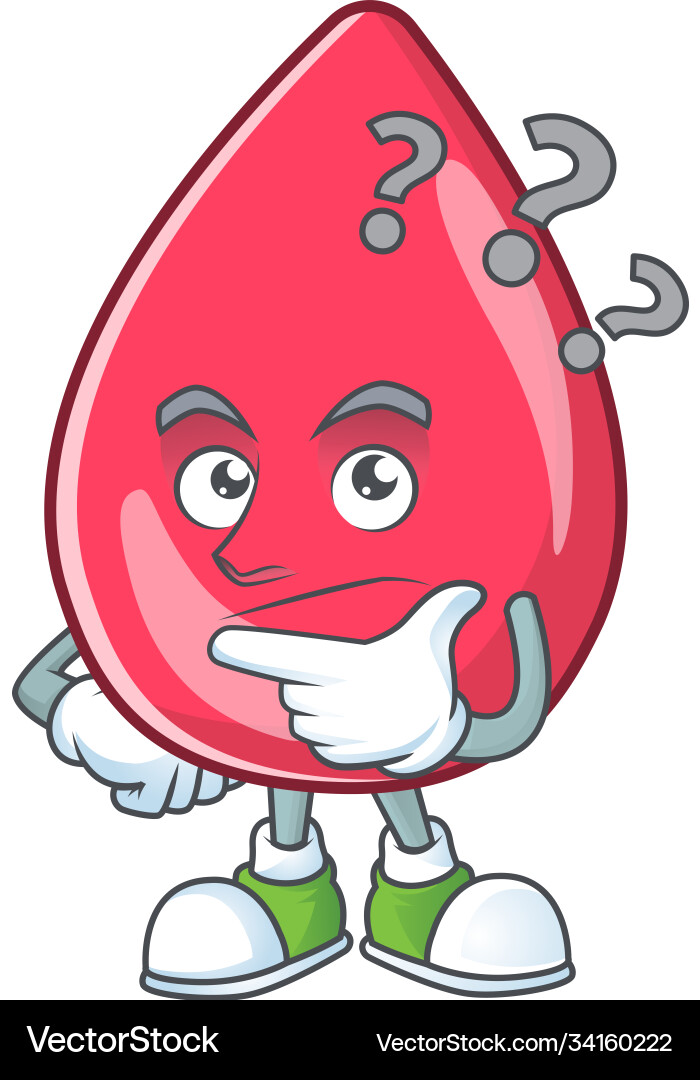 Red blood mascot design having confuse gesture Vector Image