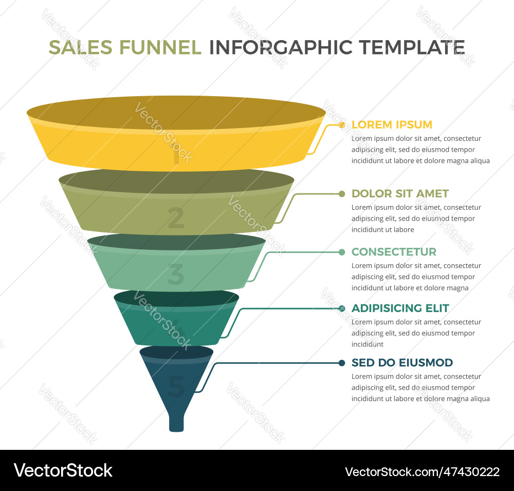 Sales Funnel Diagram Template Royalty Free Vector Image
