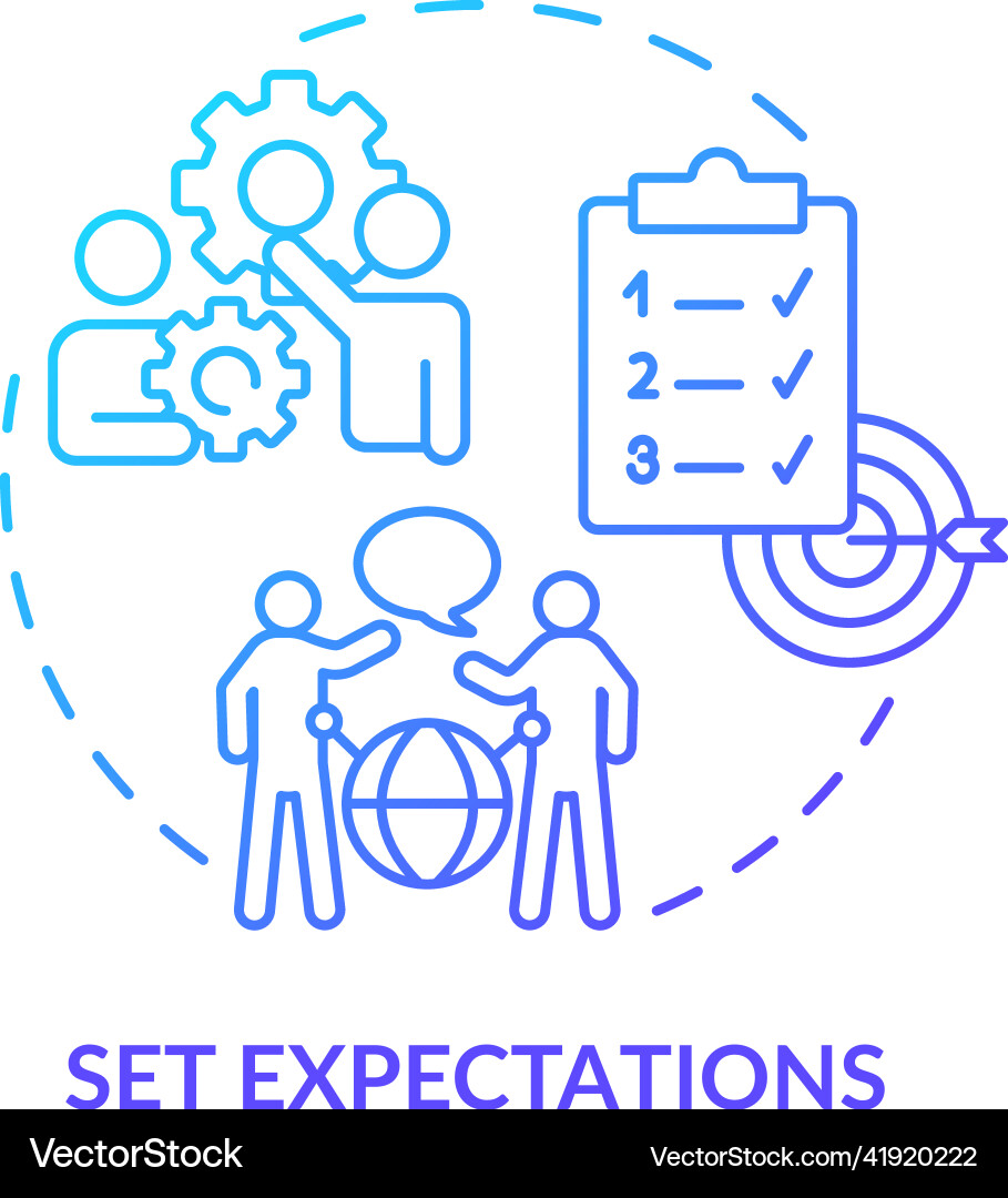 Set expectations blue gradient concept icon Vector Image