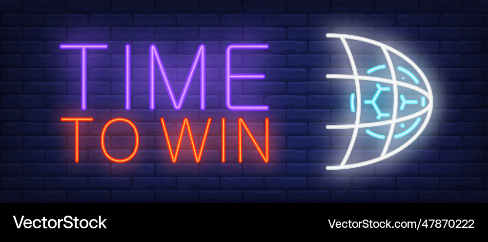 Time to win neon sign Royalty Free Vector Image