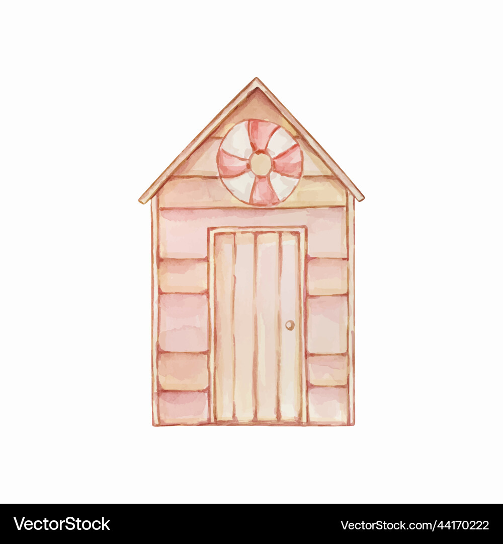 Watercolor beach changing room Royalty Free Vector Image