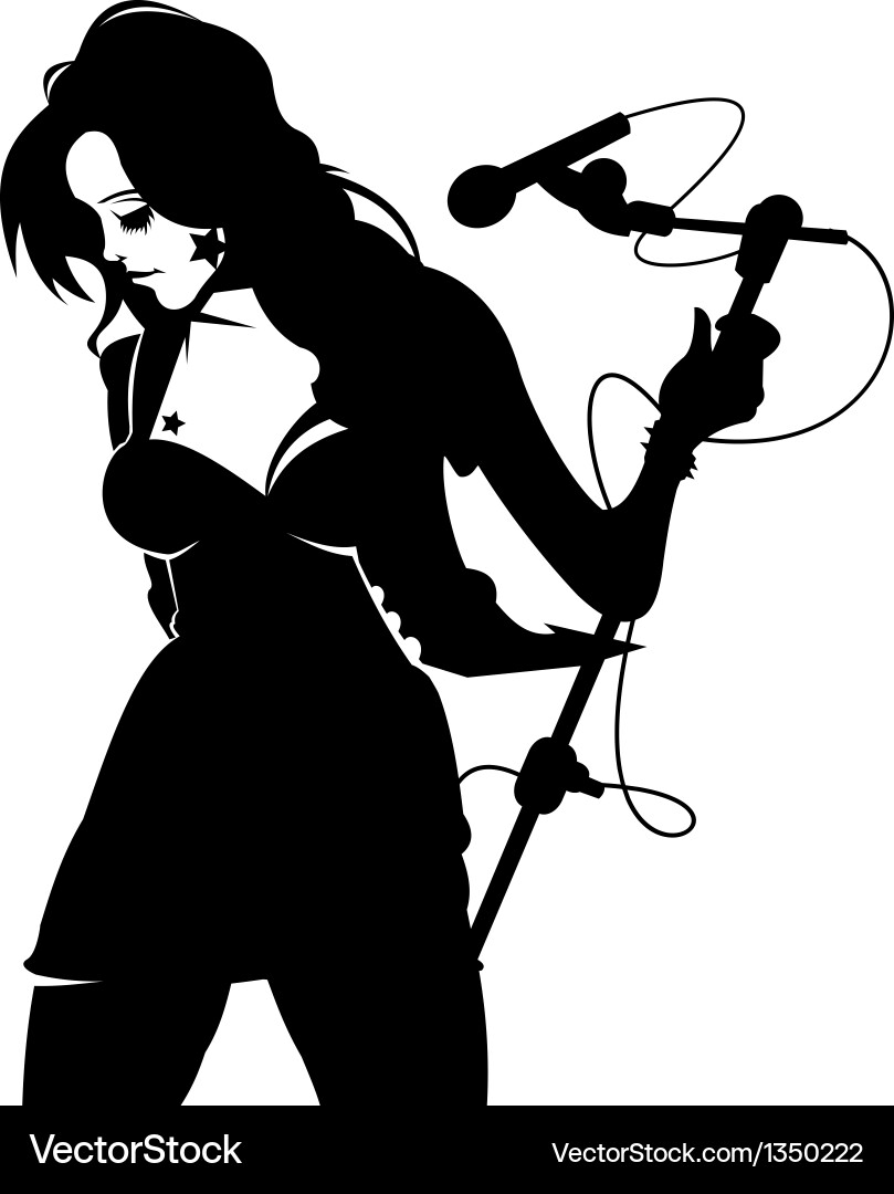 Woman singer in a band Royalty Free Vector Image