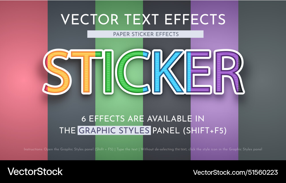 6 paper sticker text effects Royalty Free Vector Image