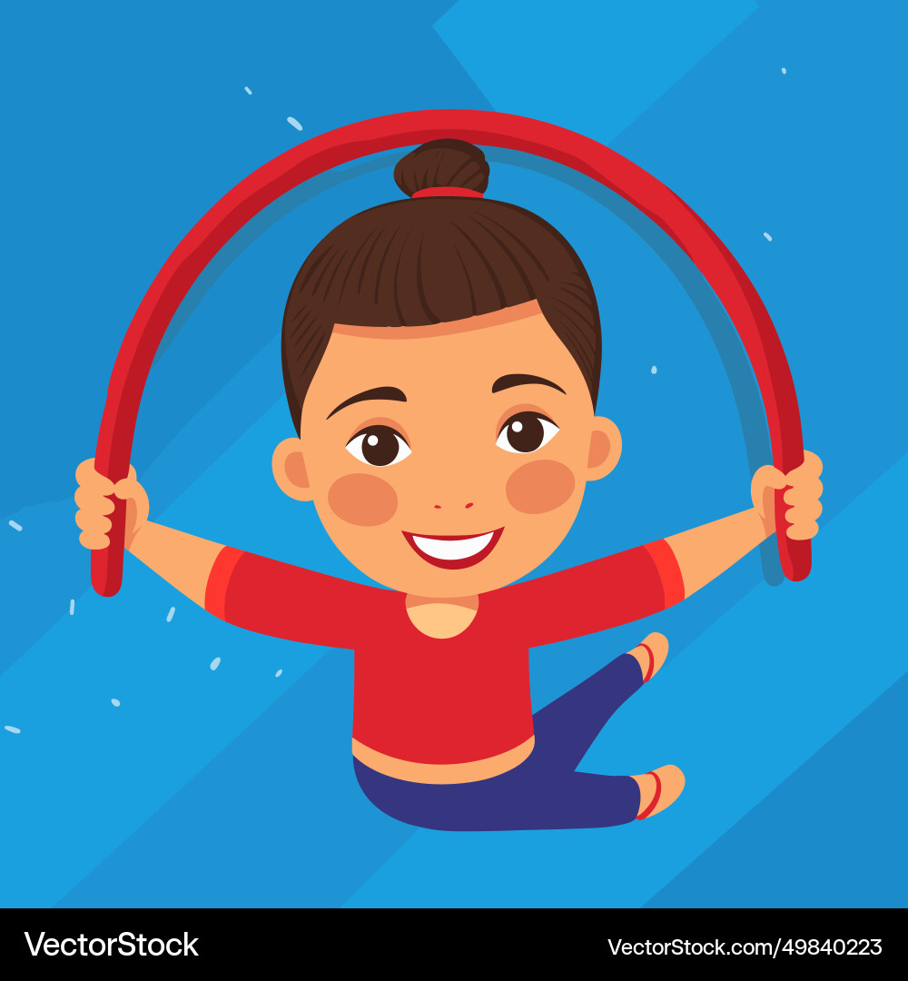 A cheerful gymnastics child is joyfully jumping Vector Image