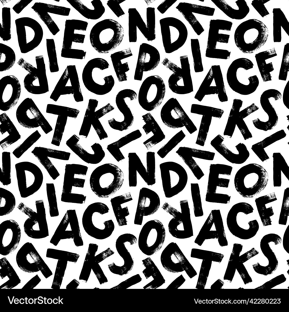 Alphabet hand drawn grunge letter seamless pattern