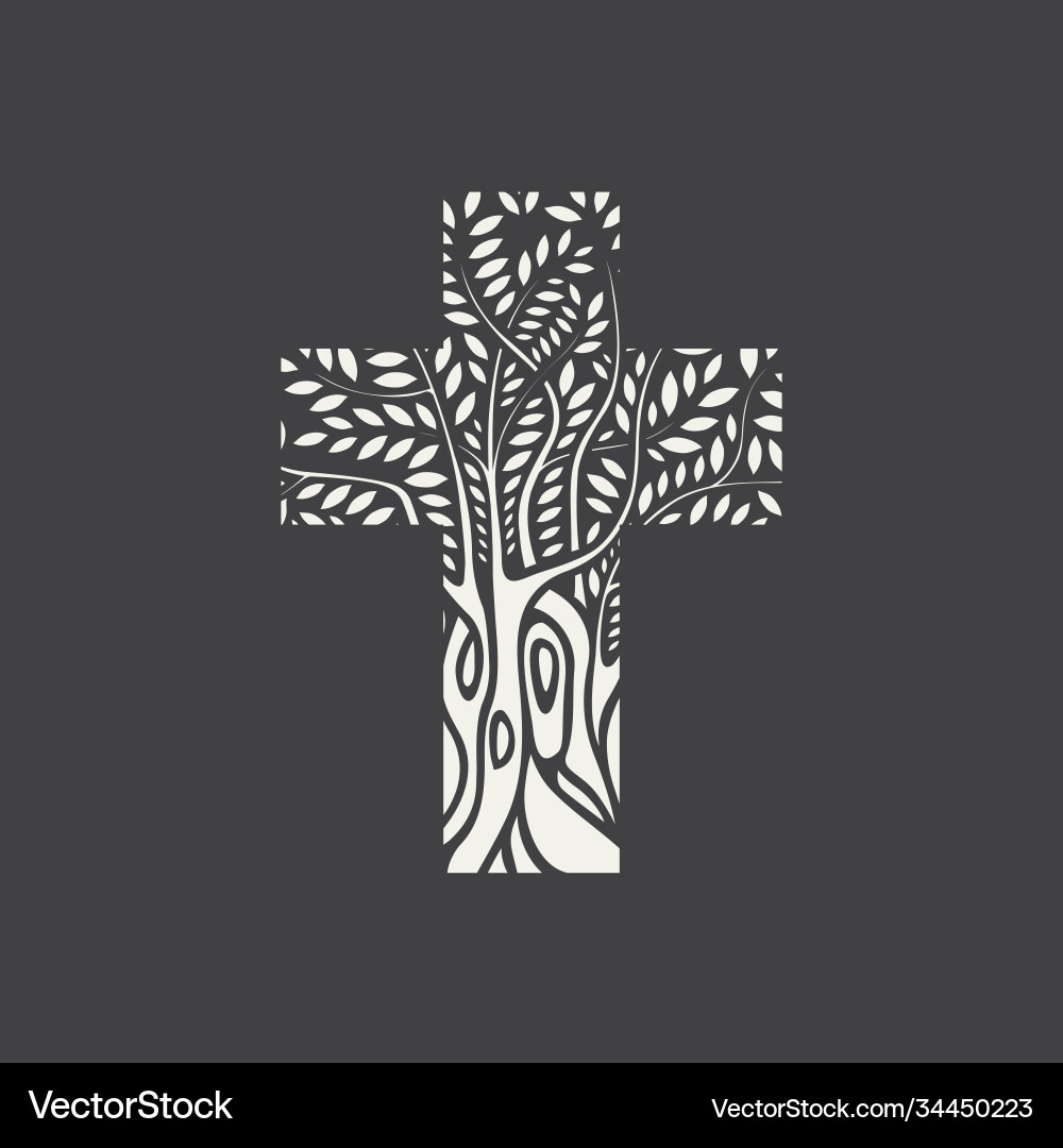 Christian Tree Cross Symbol Royalty Free Vector Image