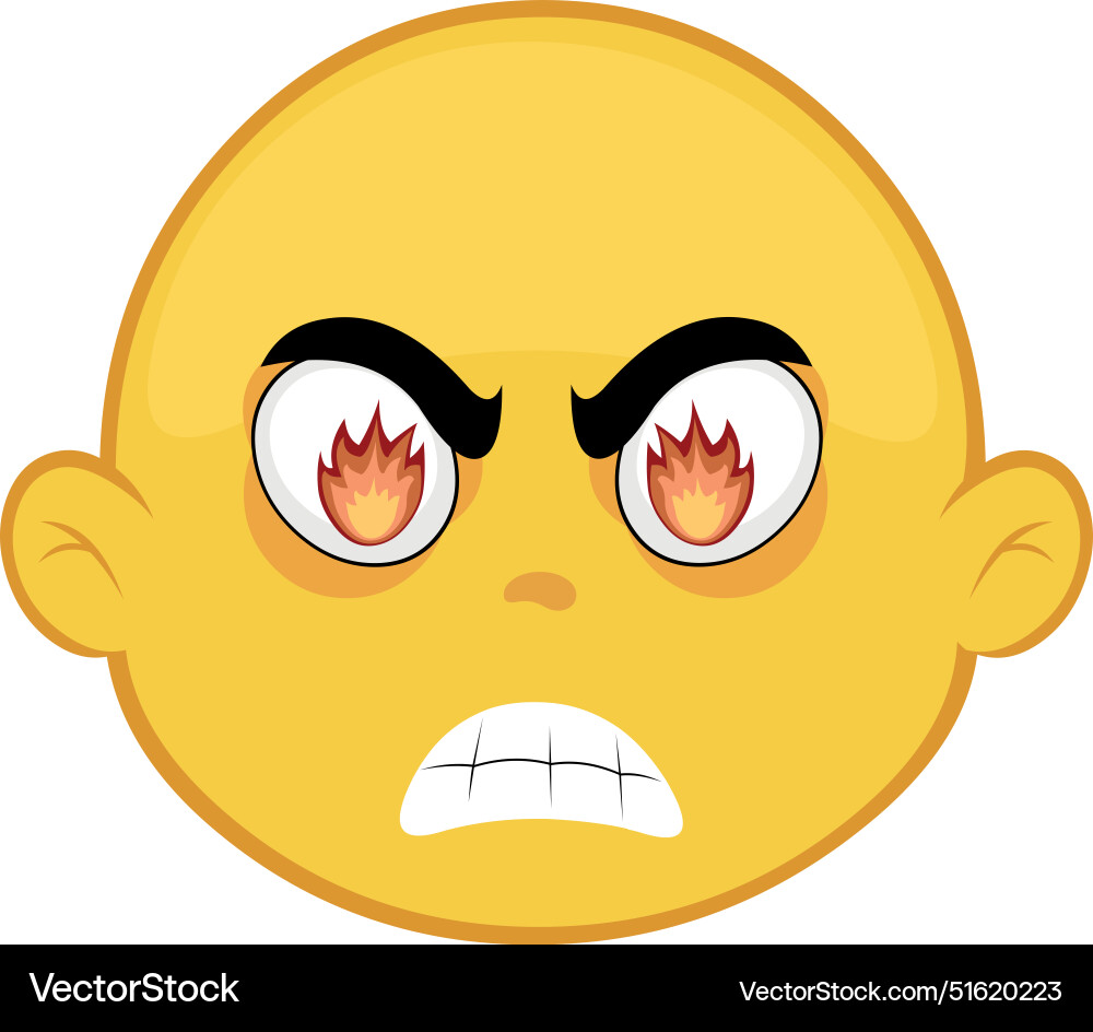 Emoticon eyes fire flame Royalty Free Vector Image