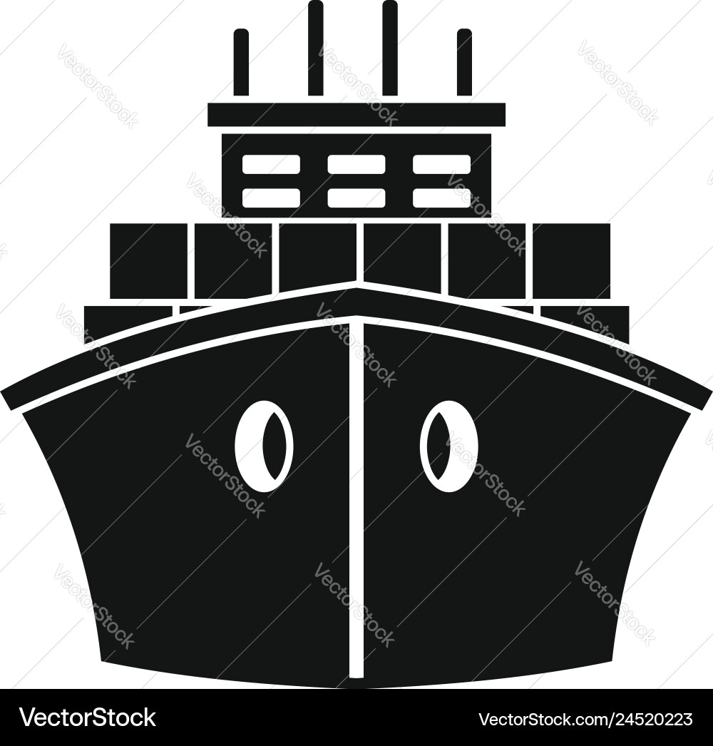 Front container ship icon simple style Royalty Free Vector