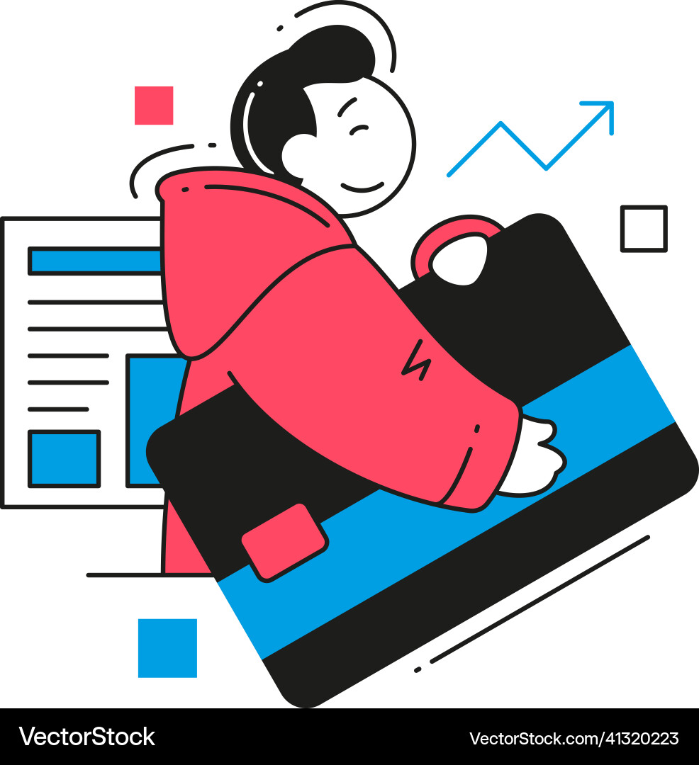 Happy business man carrying briefcase documents Vector Image