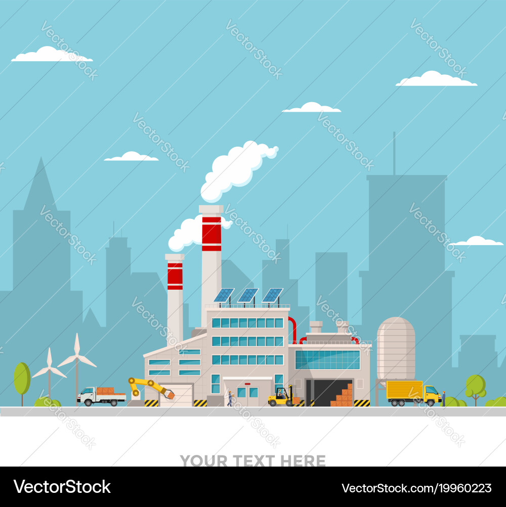 Industrial factory in flat style Royalty Free Vector Image