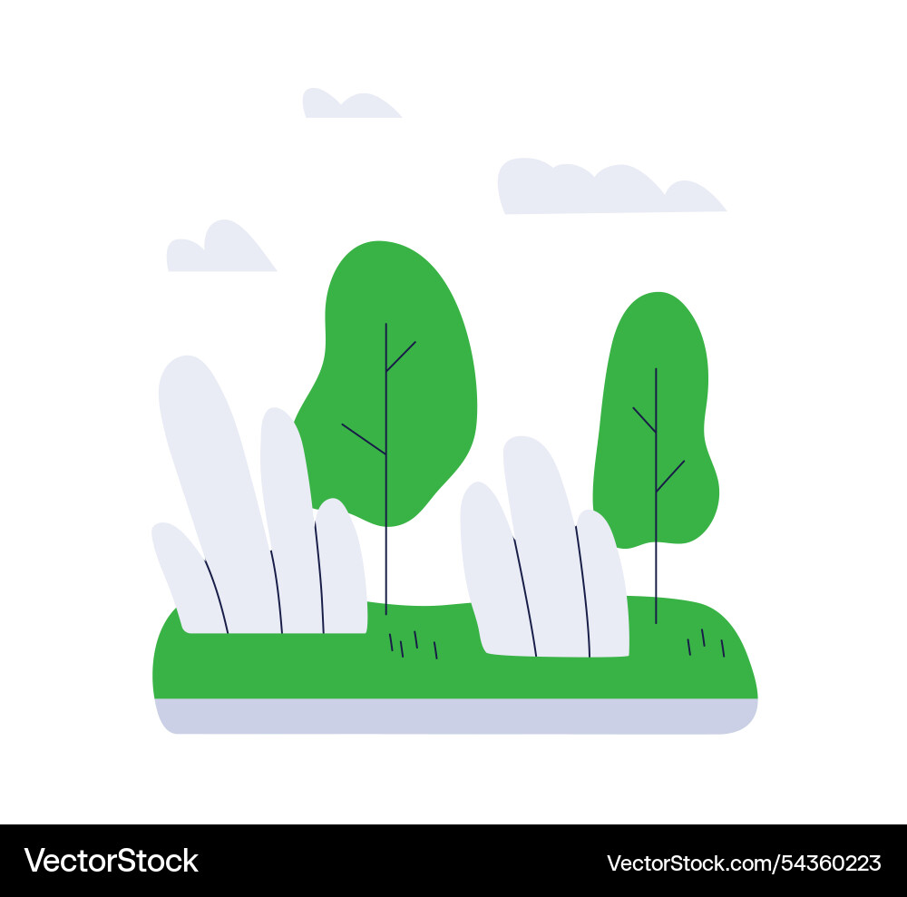 Nature landscape with green leaf trees plants Vector Image