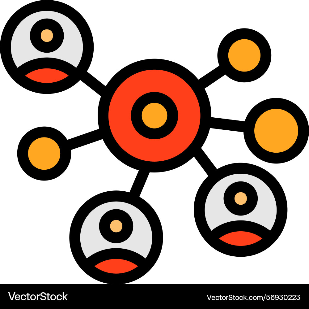 Networking circle of people line filled style Vector Image