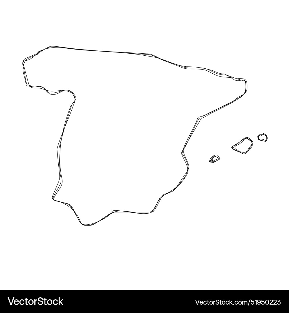 Spain simplified sketch map Royalty Free Vector Image
