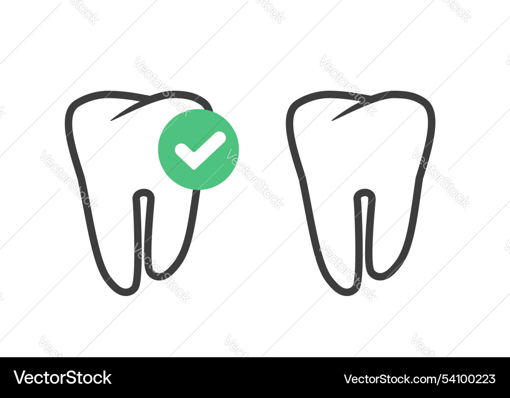 Zahn-Symbol mit Prüfzeichen geheilt gesund einfach