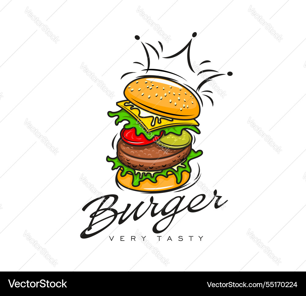Burger icon fast food restaurant emblem Royalty Free Vector