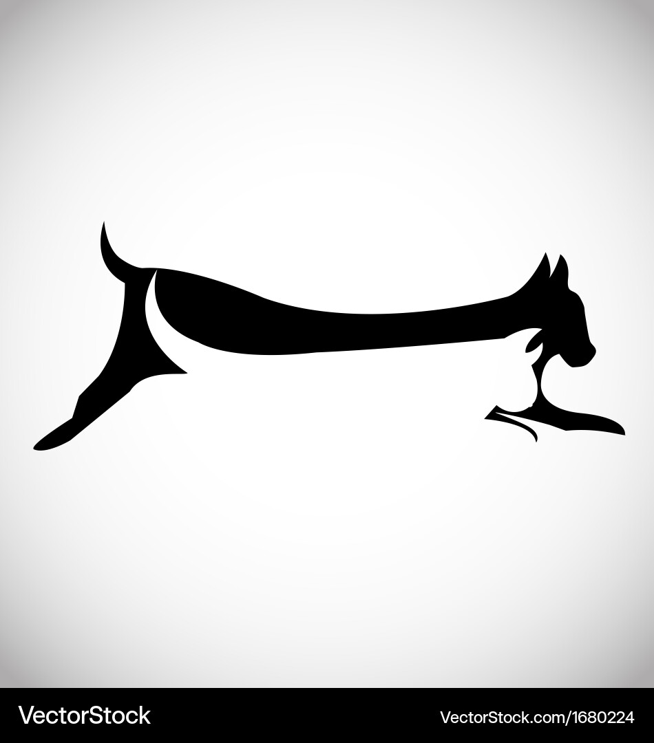 Cat and dog running logo Royalty Free Vector Image