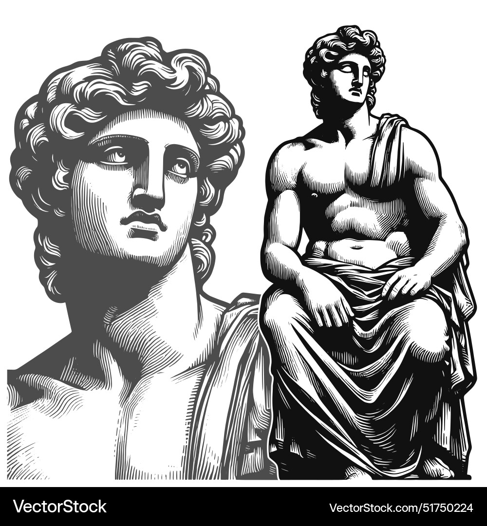 Classical greek statue engraving Royalty Free Vector Image