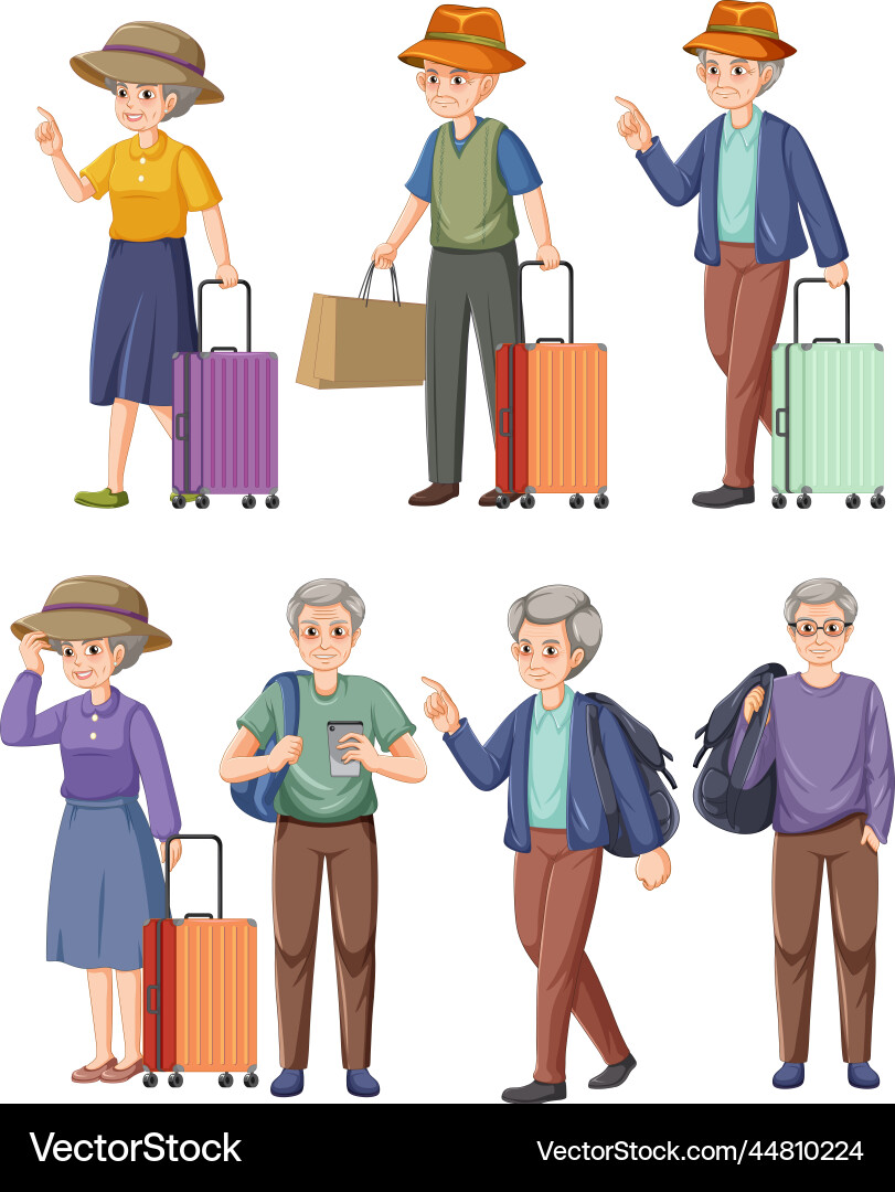 Collection of elderly people characters Royalty Free Vector