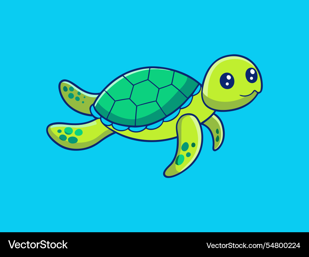 Cute green sea turtle cartoon icon Royalty Free Vector Image
