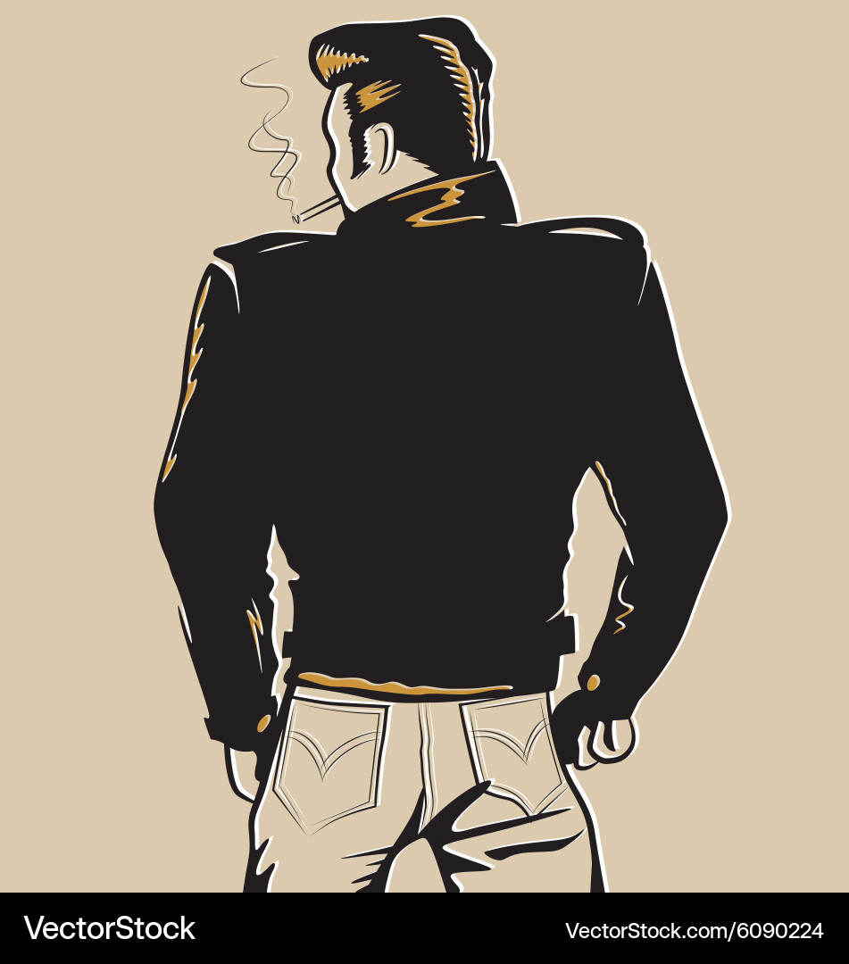 Greaser in Leather Jacket - Back View Royalty Free Vector