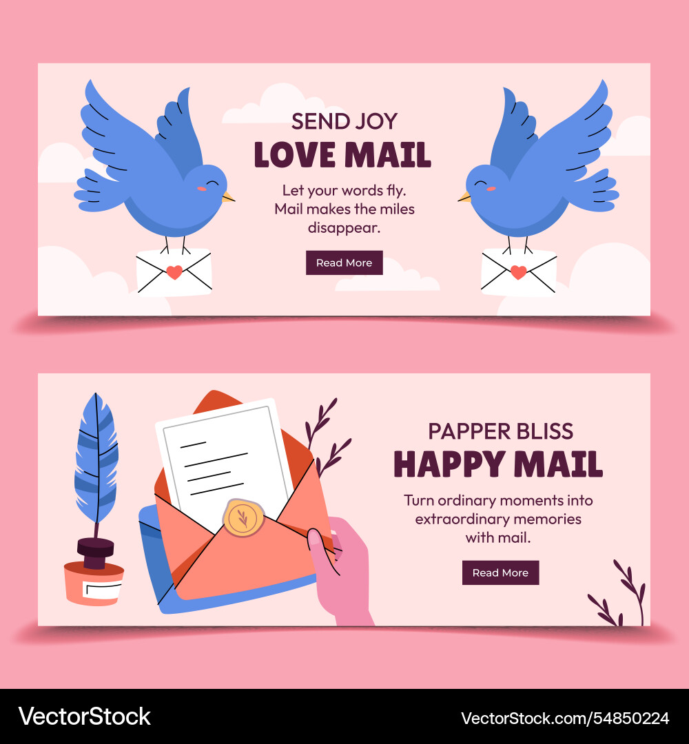 Hand drawn flat mail horizontal banner template Vector Image