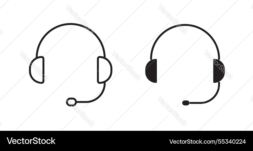 Headset filled and outlined icons on white Vector Image