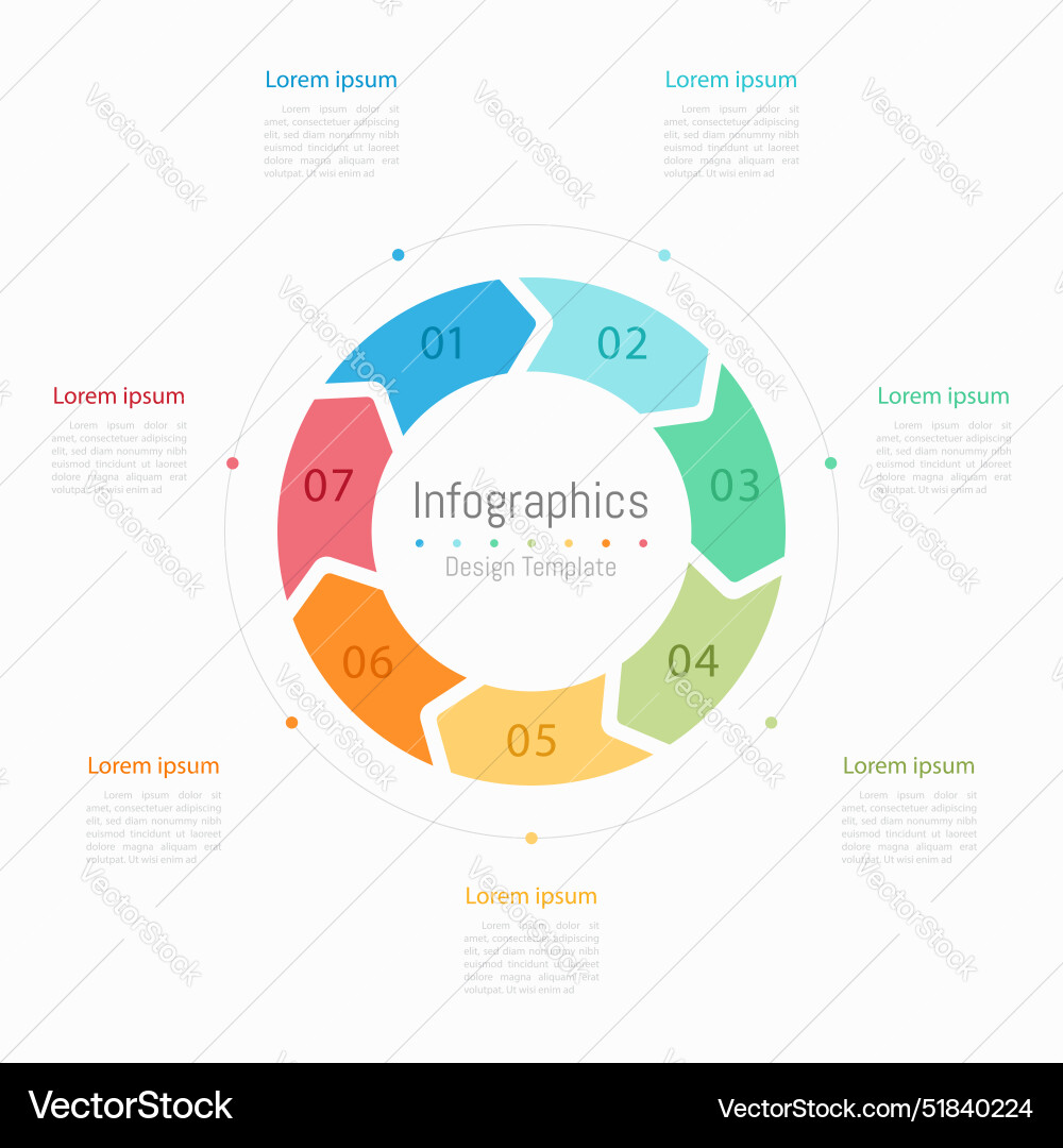 Infographic 7 options design elements Royalty Free Vector