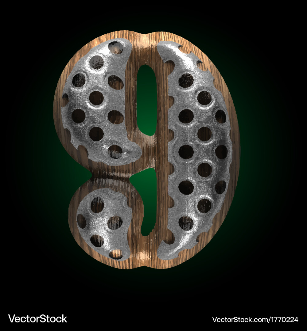 Metal and wood figure 9 Royalty Free Vector Image