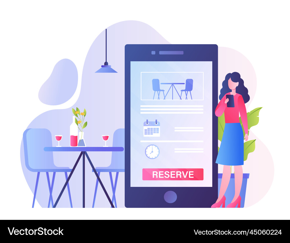 Mobile restaurant reservation Royalty Free Vector Image