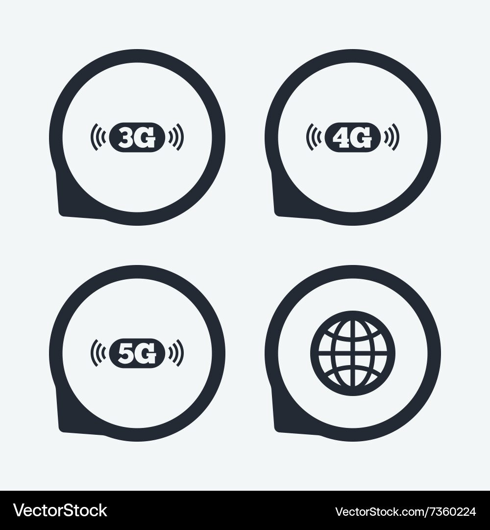 Mobile telecommunications icons 3g 4g and 5g Vector Image