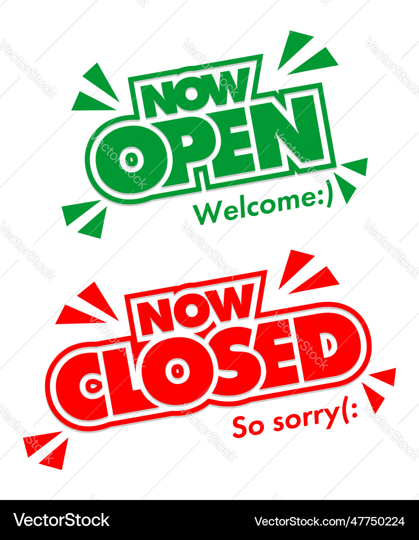 Now open or closed sign Royalty Free Vector Image