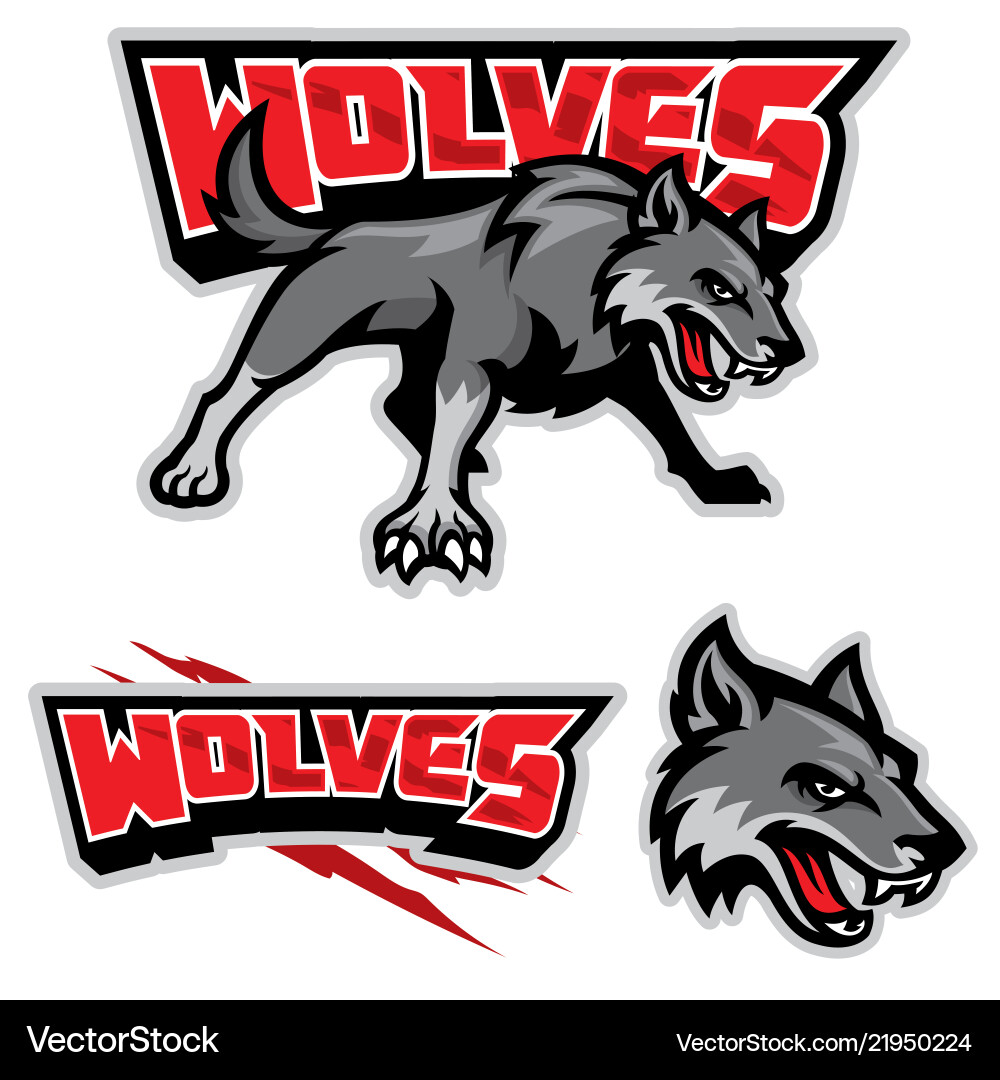 Powerful Grey Wolf Mascot Royalty Free Vector Image