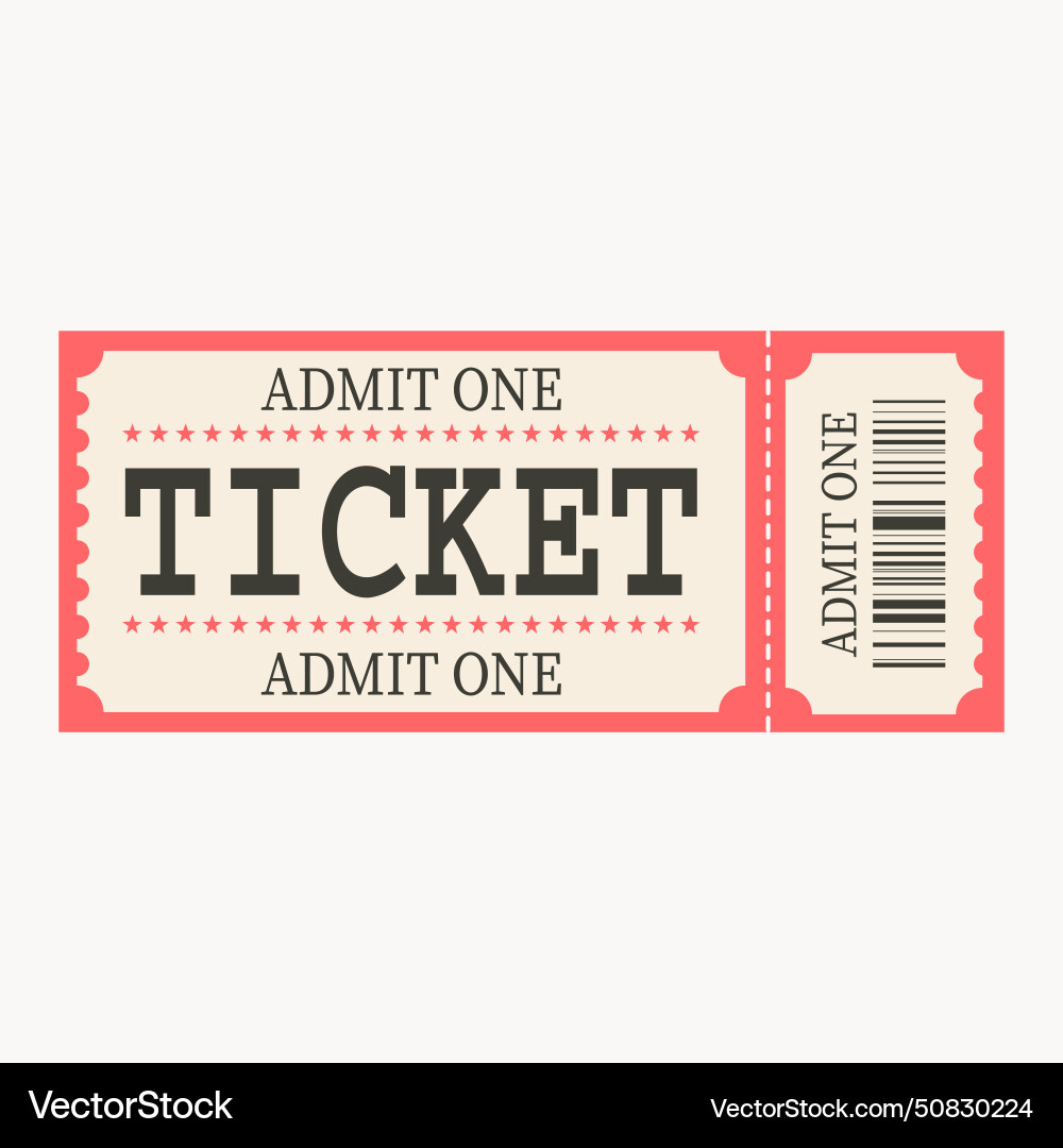Retro ticket design template admit one Royalty Free Vector