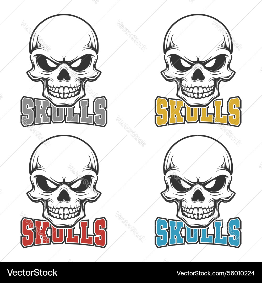 Skulls clip art design mascot Royalty Free Vector Image