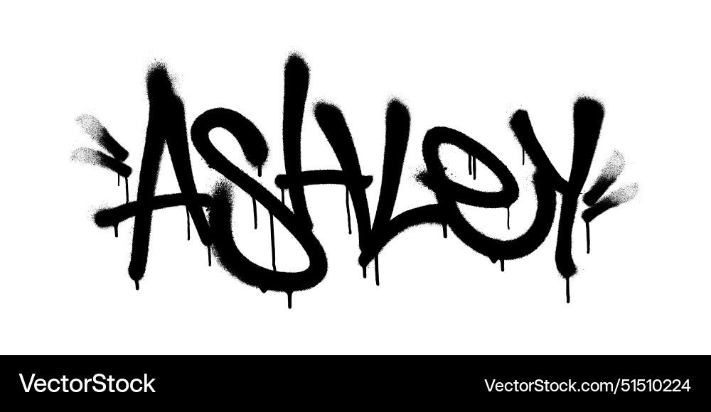 Sprayed ashley name with overspray in black over Vector Image
