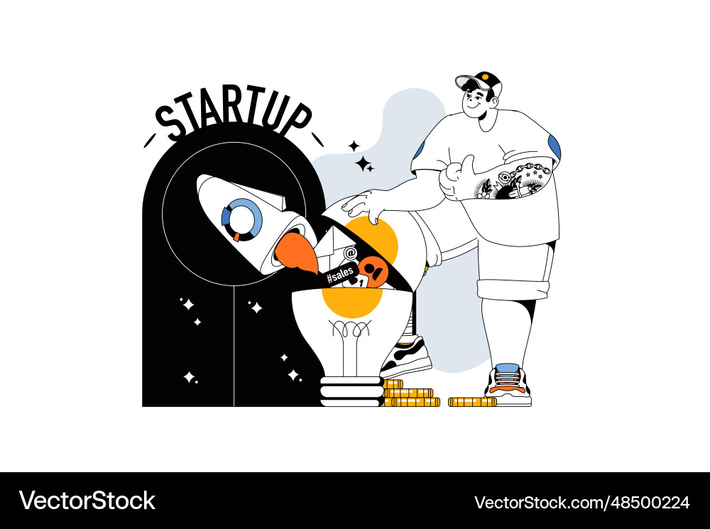 Startup launch concept with people scene in flat Vector Image