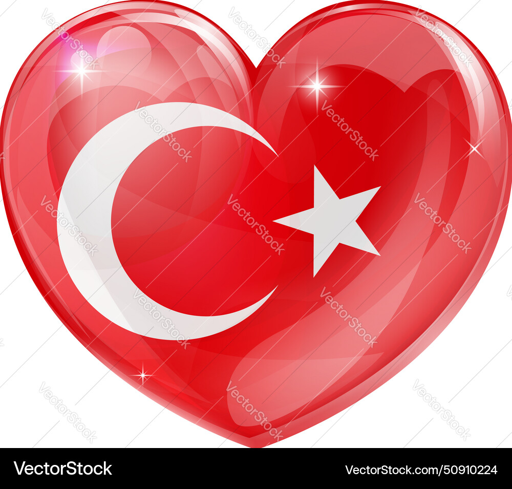 Turkish flag love heart Royalty Free Vector Image