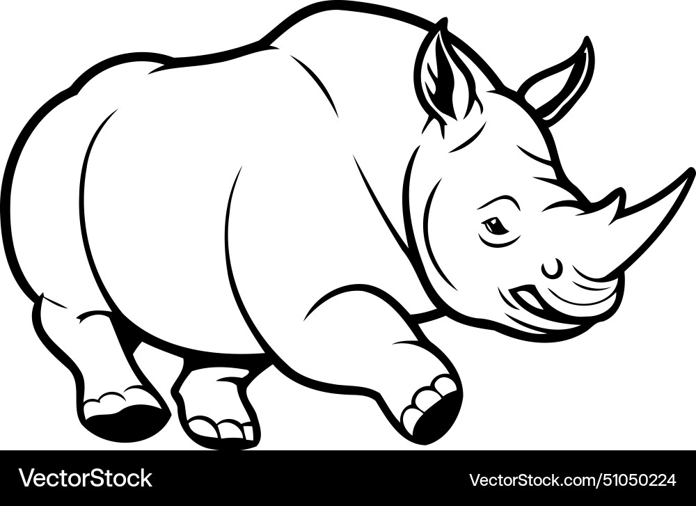White rhinoceros on a yellow background Royalty Free Vector