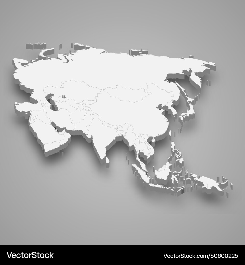 Asia 3d map Royalty Free Vector Image - VectorStock