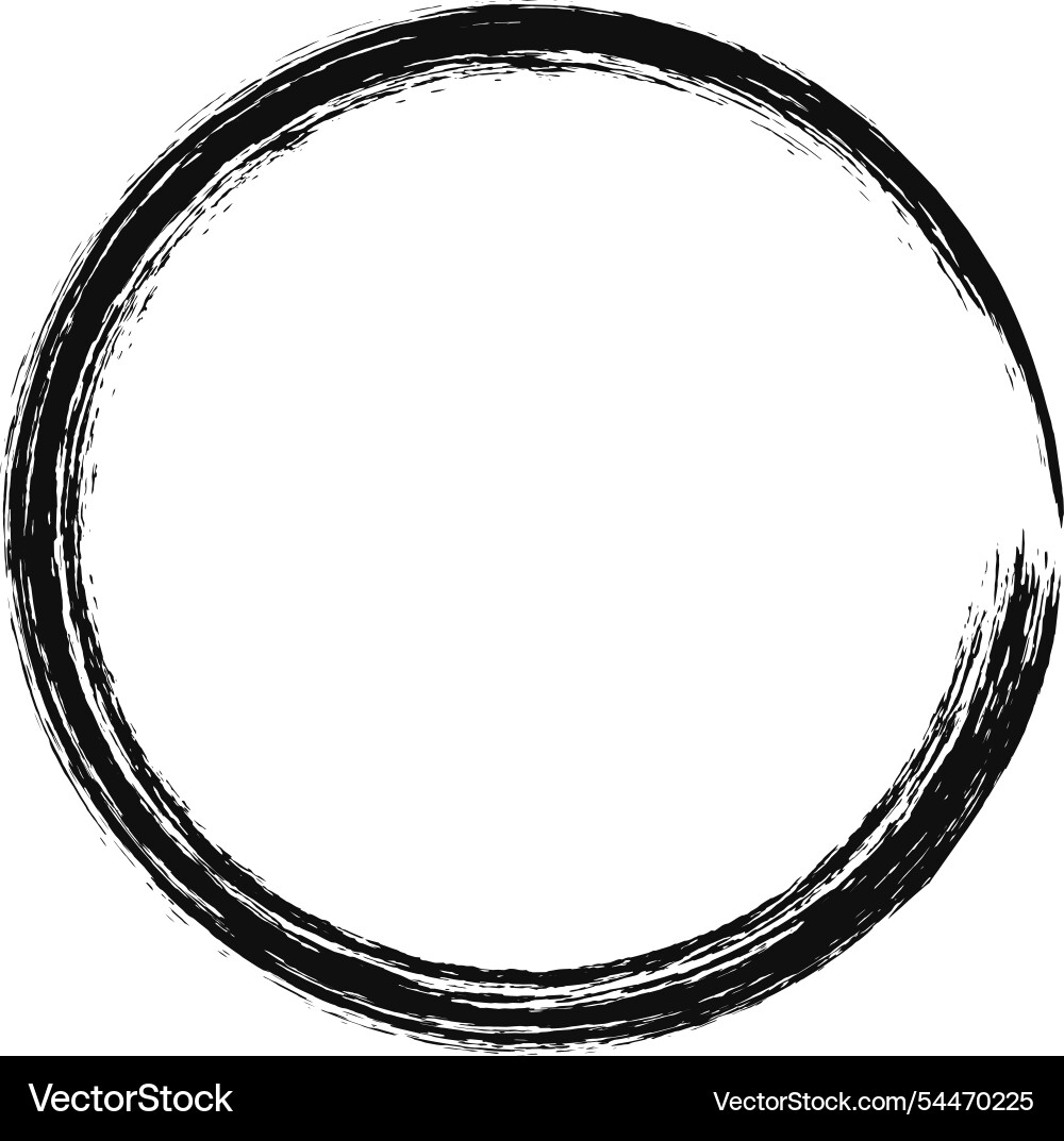 Black paintbrush stroke curves into a circle on a Vector Image