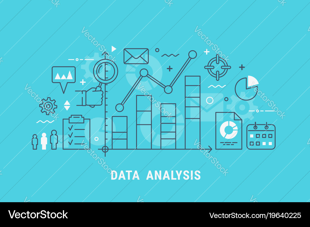 Data analysis thin line Royalty Free Vector Image