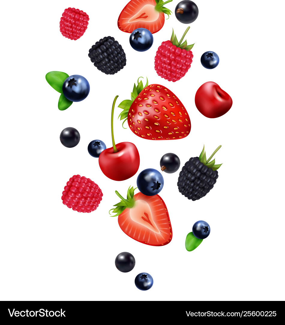 Falling berries realistic composition Royalty Free Vector