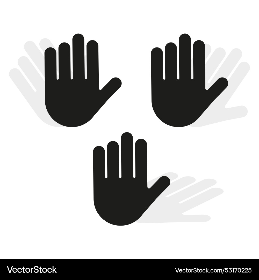 Hand stop icon three symbols warning sign Vector Image