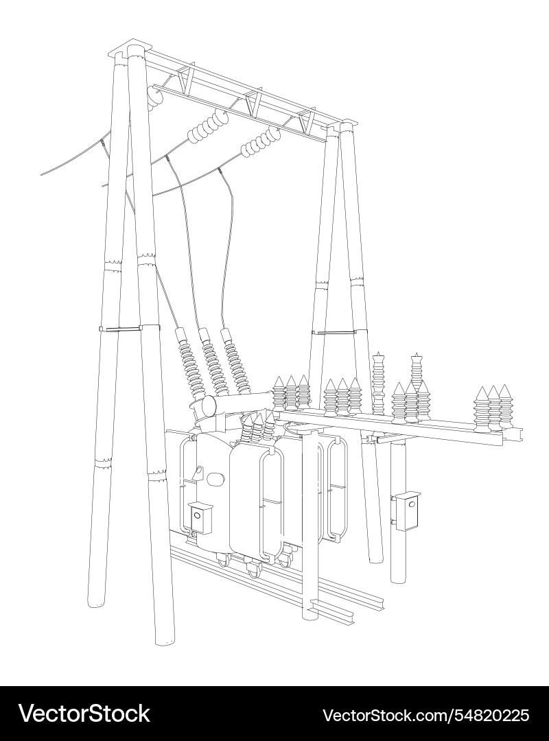 Elektro-Transformator Unterstation Leistung Vektorbild