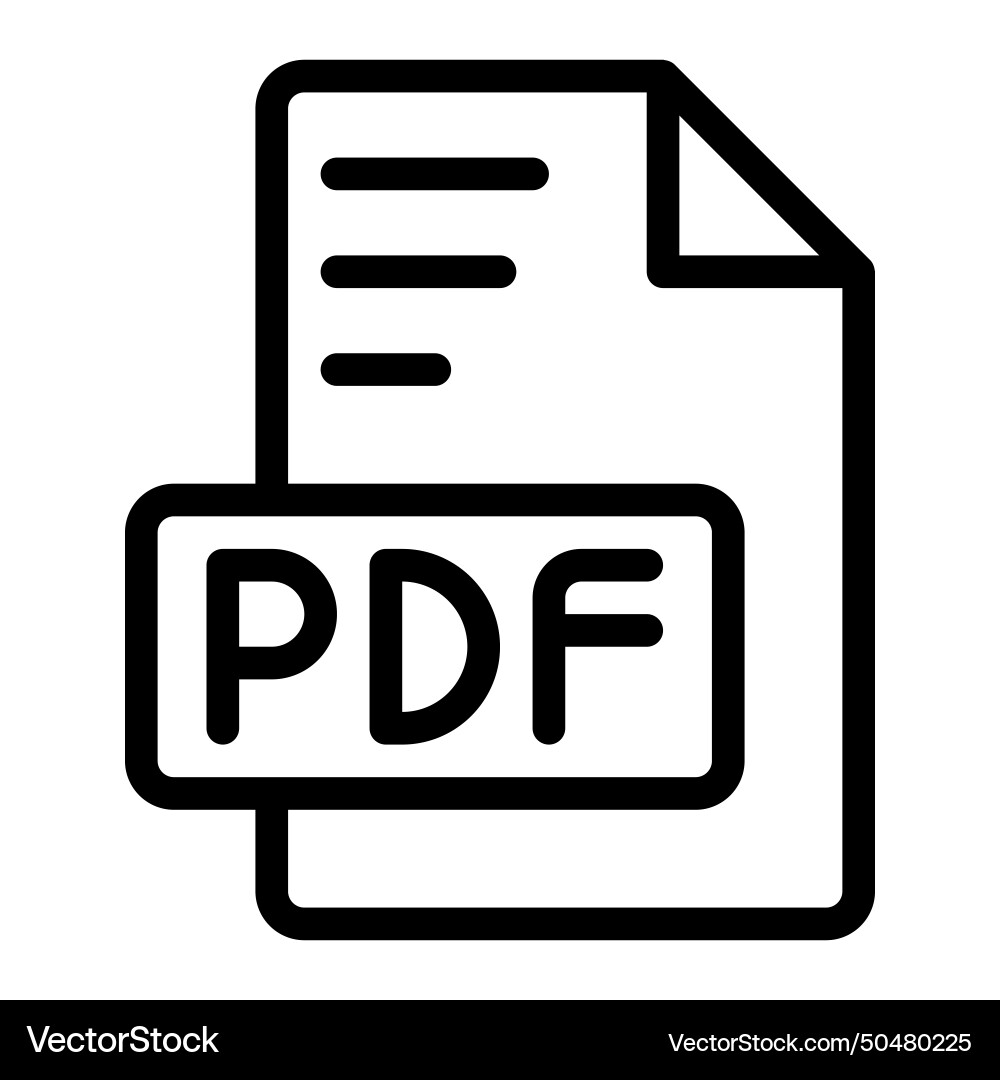 Pdf icon outline style design image file Vector Image