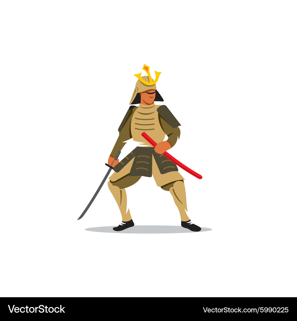 Samurai warrior with katana sword sign Royalty Free Vector
