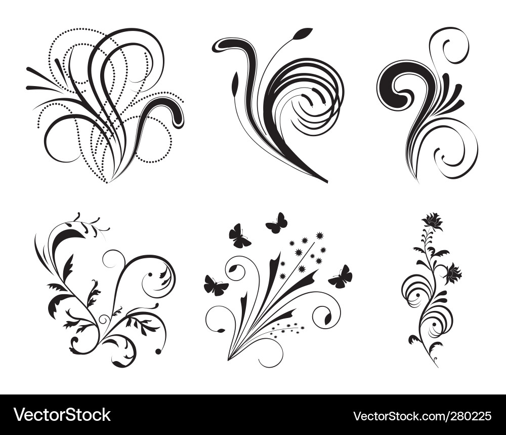 Set of floral design elements Royalty Free Vector Image