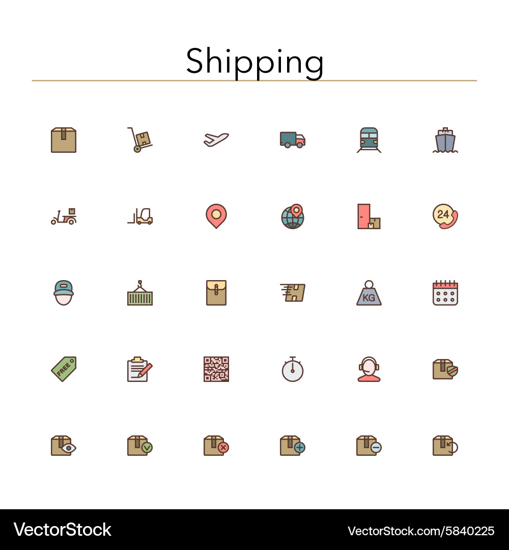 Shipping Line Icons - Delivery & Logistics Vector Image